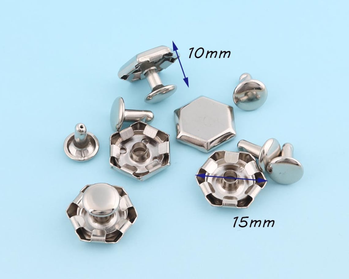 Silver Rivets Metal Button 20sets 1510mmrectangle Cap Rivets - Etsy