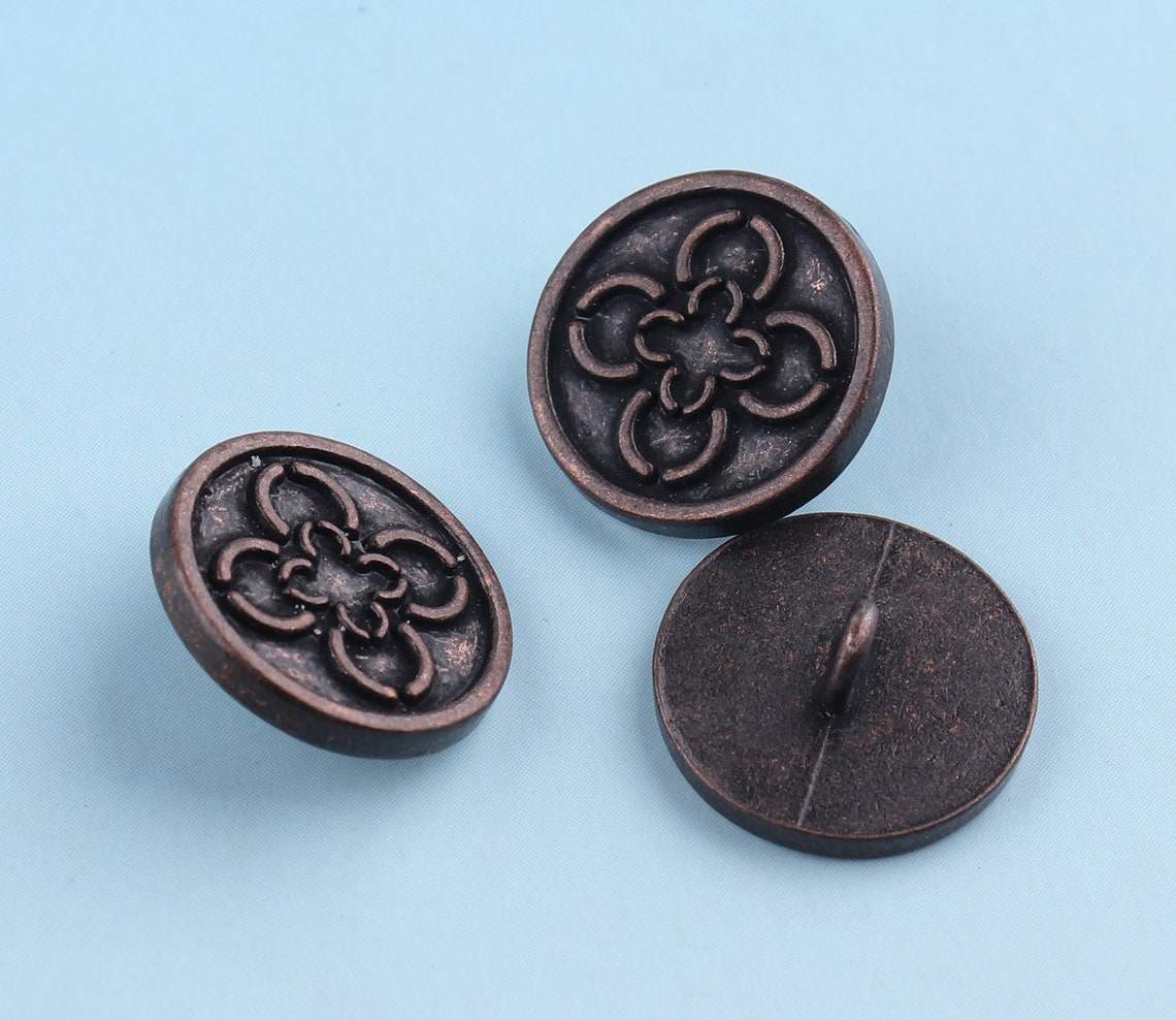 Red Copper Buttons 6pcs 15mm Blazer buttons Embossed Vintage | Etsy