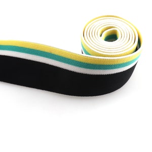 Soft Elastic Webbing Strap 38mm Green Elastic Band Colored Stripes ...