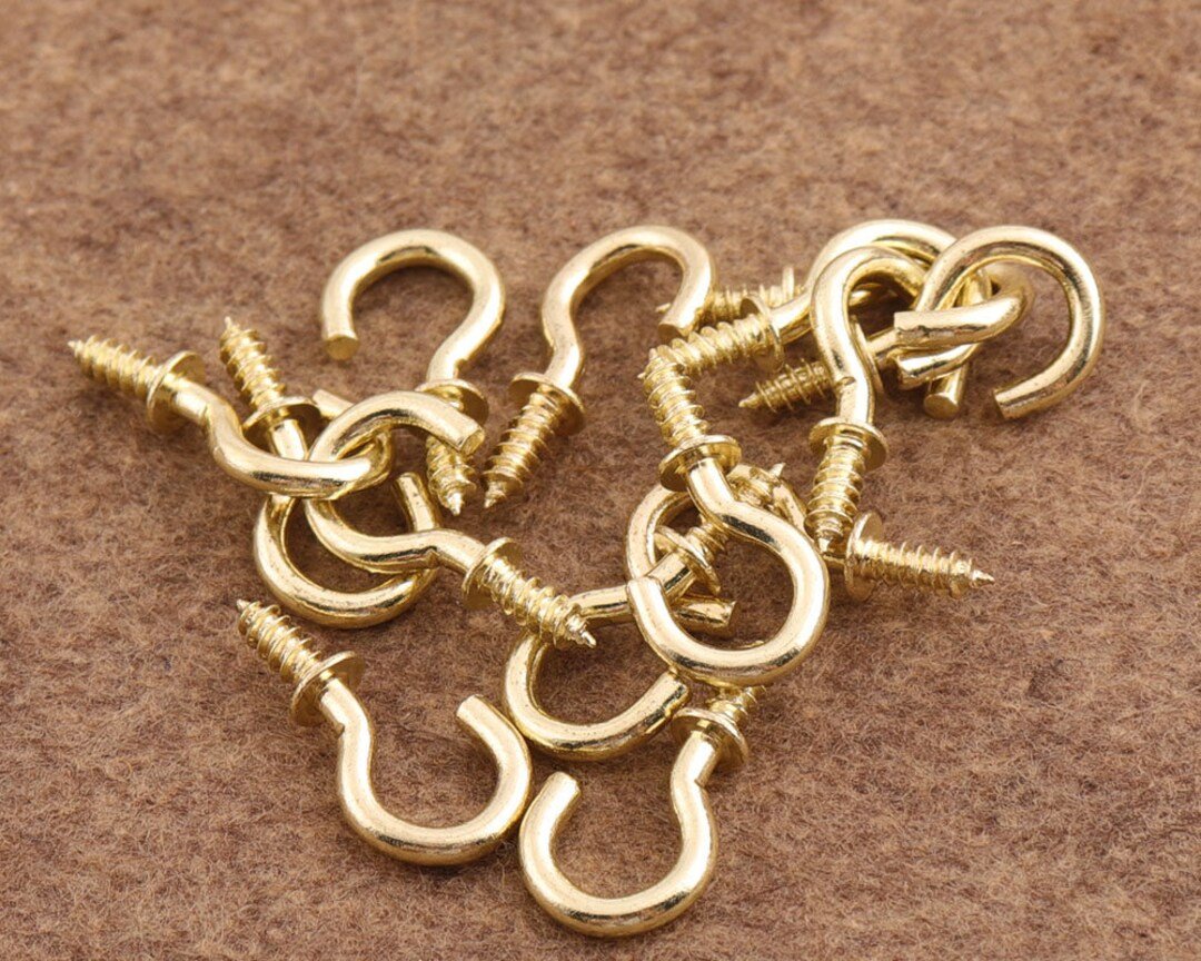 50pcs Golden Eye Hook Screw for Pendants Metal Screw Eye Pins tone Eye ...