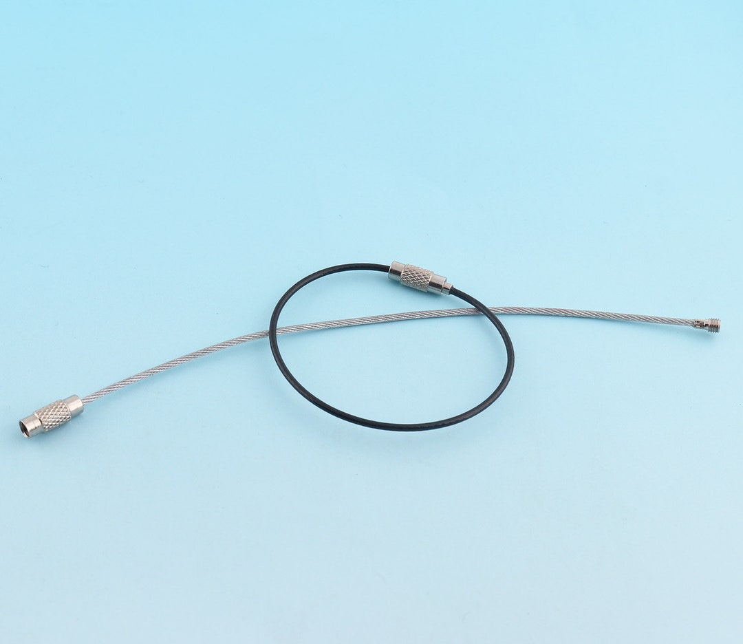 Black Wire Key Ring Wire With Screw Clasp 15pcs Large Key Fob Ring ...