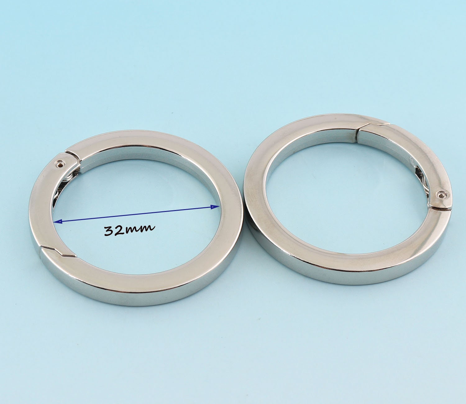 Silver Flat Spring Hook 10pcs 32mm Push Gate Snap Hook Metal - Etsy