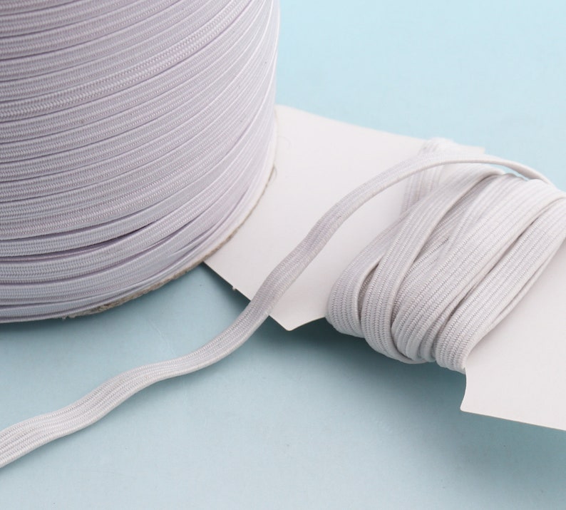 Flat Elastic Cord 3-7mm Trim Elastic Cord Spool White Elastic Bands ...