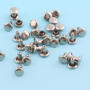 Silver Rivets Metal Button 100pcs 6*5mm Double Capped Rivets Double ...