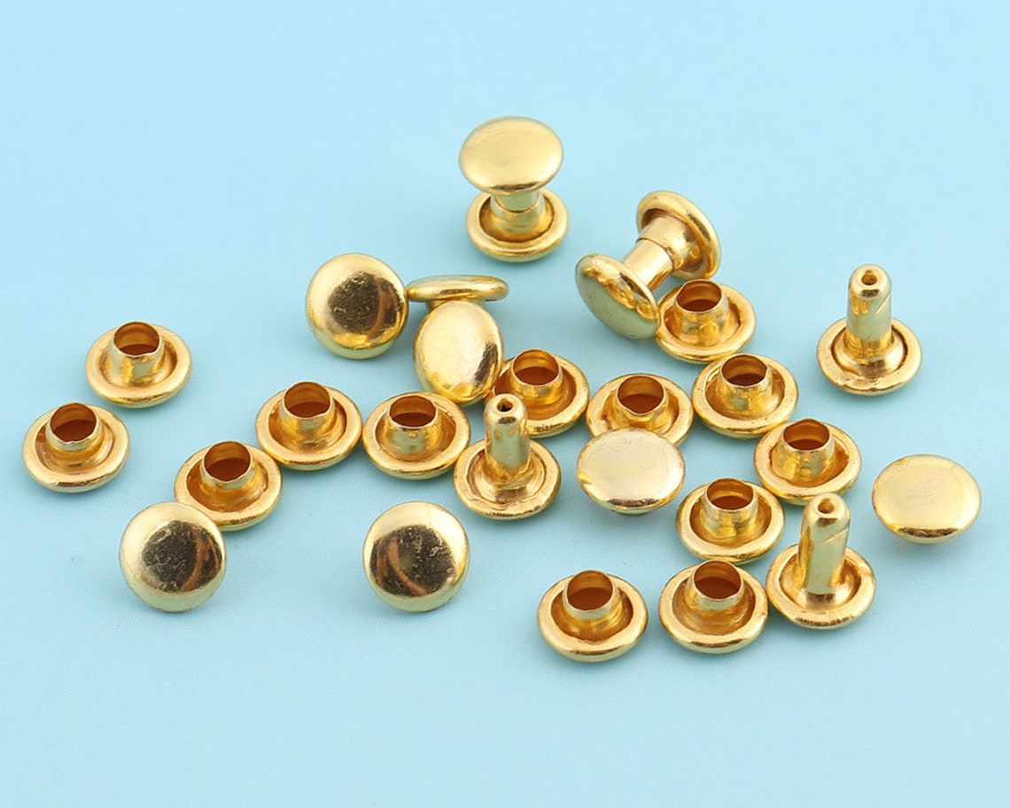 Mini Golden Rivets 86mm Metal Button Double Capped Rivets - Etsy