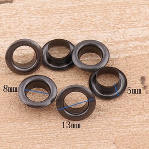 Black Eyelets 100pcs 1/2" Round Grommet Eyelets Metal Eyelet With ...