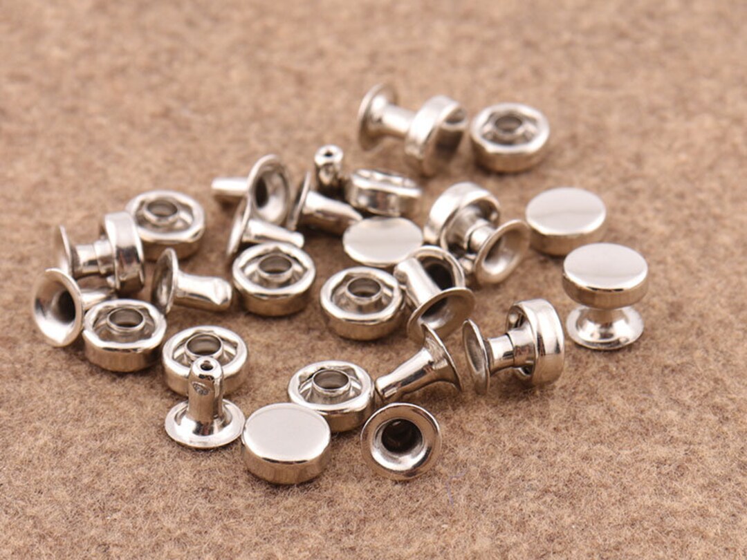 50sets 7mm Mini Silver Rivets Metal Button Double Capped Rivets Double ...