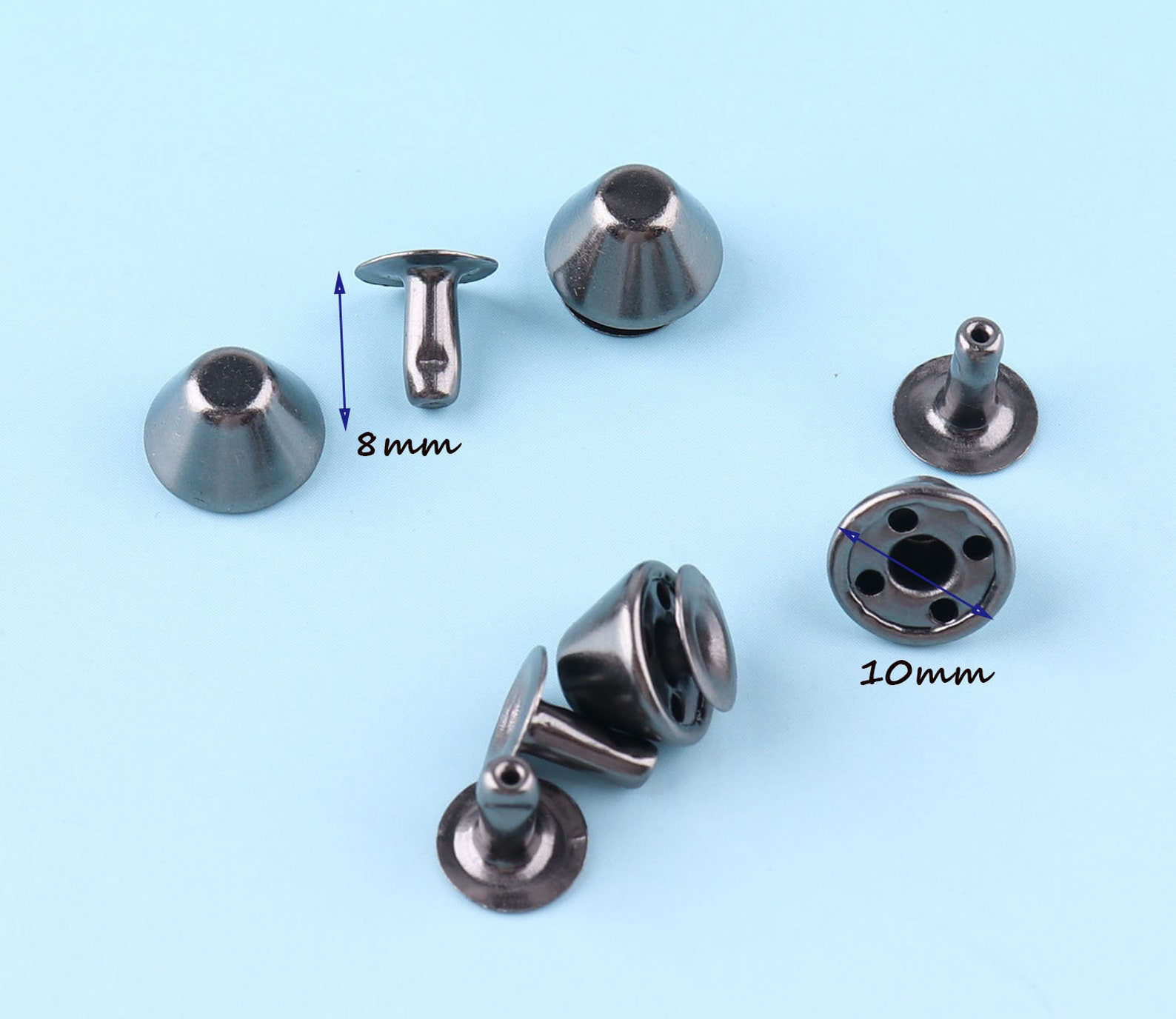 Gunmetal Rivets 100sets 10'8mm Metal Grommet Rivet Button - Etsy France