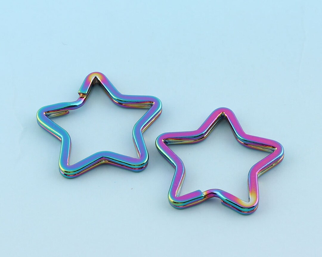 Rainbow Star Key Ring 15pcs *35mm Large Key Fob Ring Metal Split Ring ...