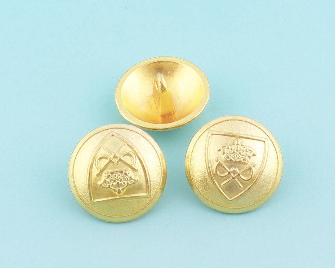 Golden Buttons Vintage Buttons Metal Shield Buttons 8pcs 18mm Shank ...