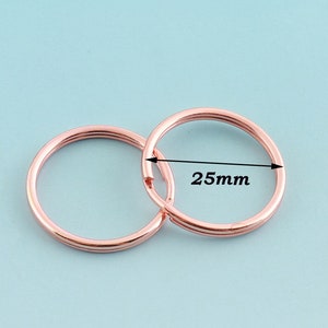 30pcs Rose Gold Key Ring O Ring Large Key Fob Ring 25mm Metal Split ...