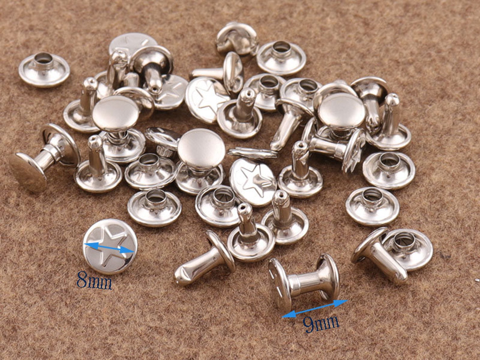 9mm remaches de plata Pentacle remache metal botón de doble | Etsy