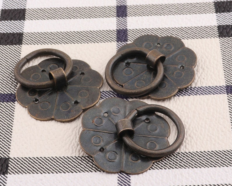 Bronze Ring Pull Dresser-4pcs30mm-box Pull Pull Flower - Etsy