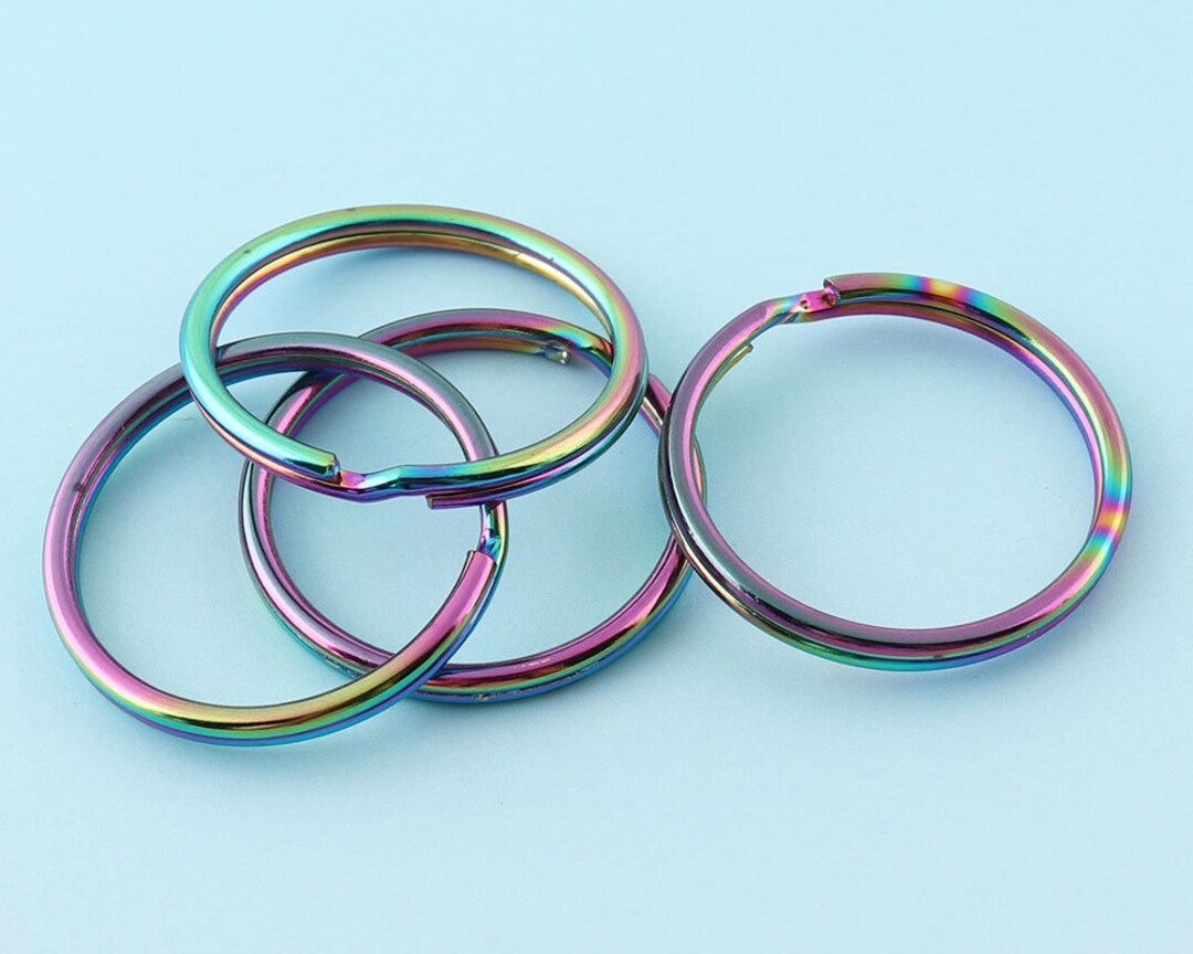 25mm Rainbow Key Ring O Ring Jump Ring Large Key Fob Ring Metal Split ...