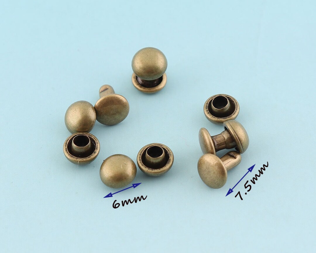 Bronze Double Caped Rivets 100sets 6mm Mini Rivets Metal Button Double ...