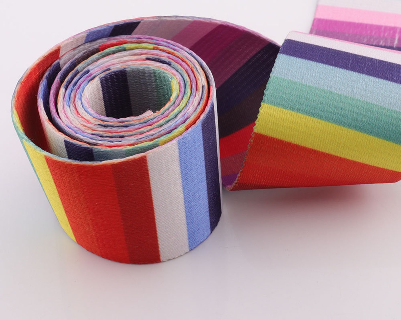 2 Rainbow Webbing Color Stripe Webbing Belt Key Fobs | Etsy