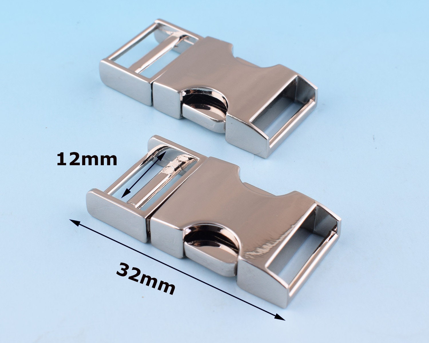 Side Release Buckle 9mm Mini ZINC ALLOY Adjuster Buckle Silver Release ...