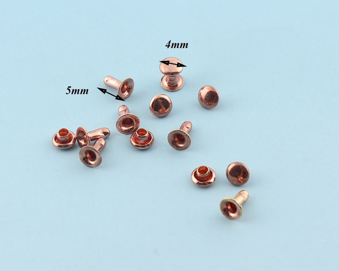 Rose gold Double caped Rivets 100pcs 4mm Mini Rivets Metal | Etsy