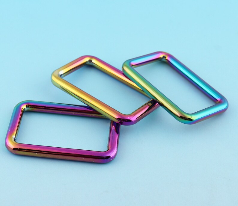 40mm Rainbow Rectangular Rings Metal/zinc Alloy Rectangle - Etsy