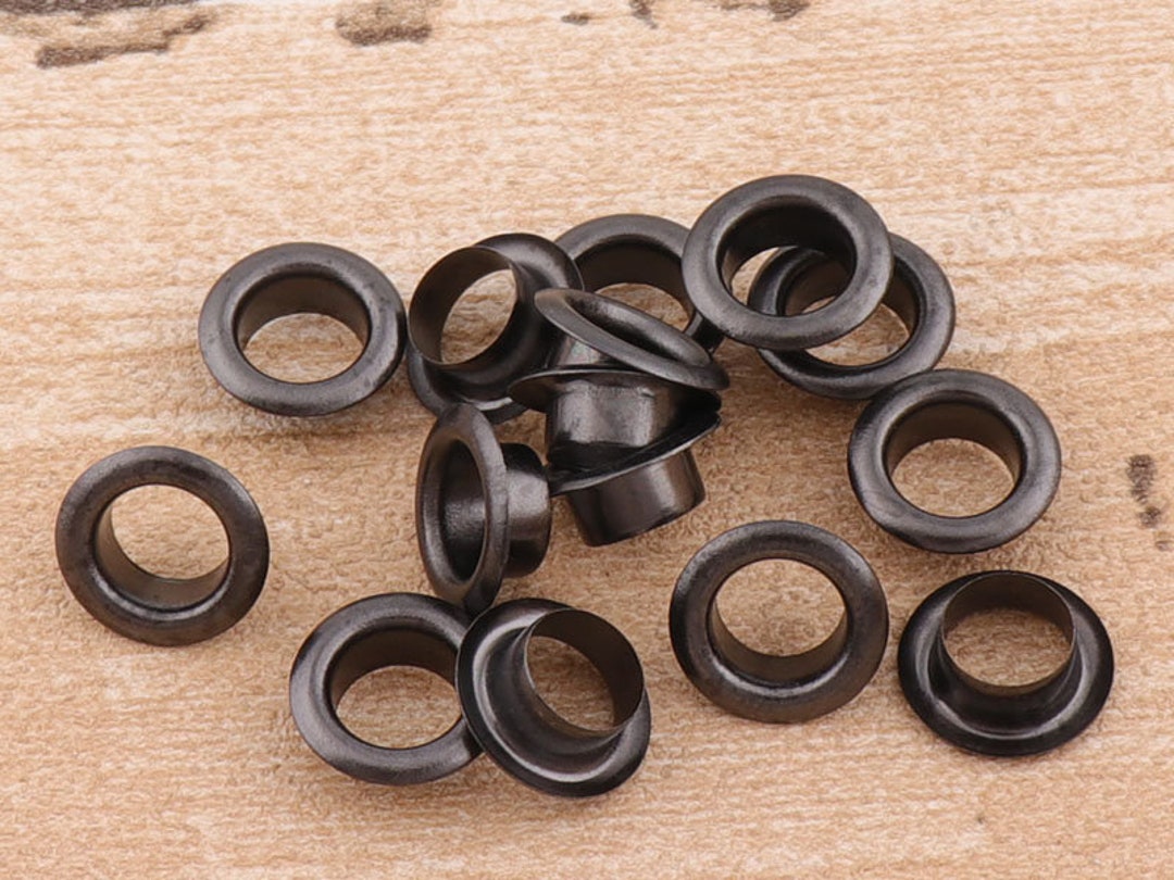 Black Eyelets 100pcs 1/2" Round Grommet Eyelets Metal Eyelet With ...