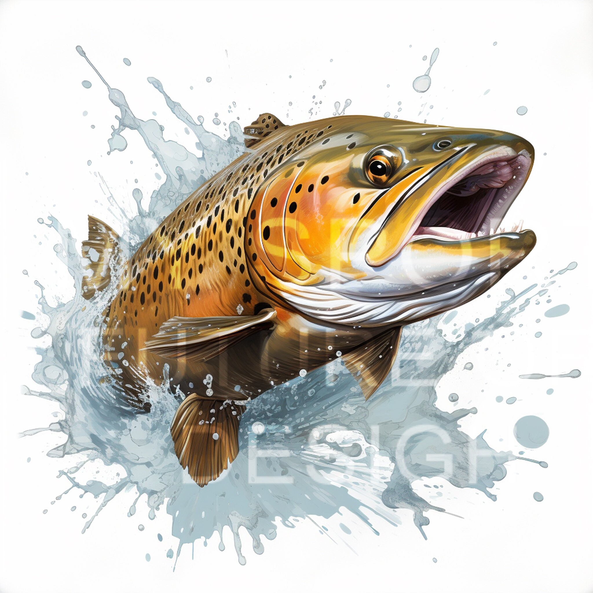 Brown Trout White Background | 4 High Quality PNG| Sublimation ...