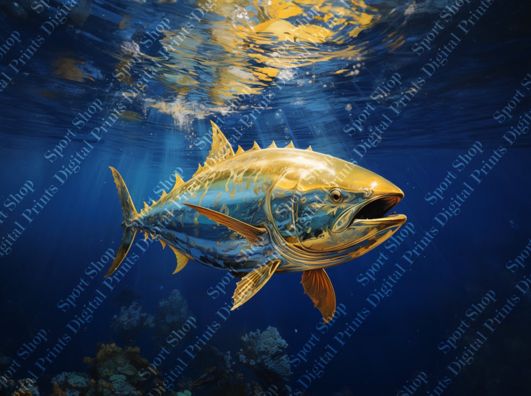 Bluefin Tuna in Gold | 4 High Quality PNG| Sublimation | Digital ...