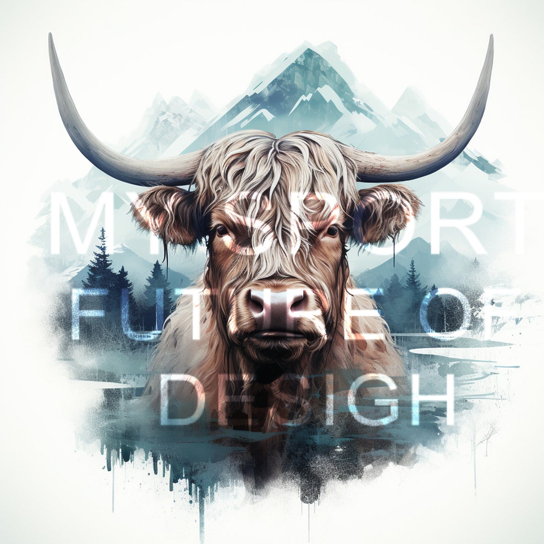 4 Highland Coo Cow Paintings High Quality PNG| Sublimation | Digital ...