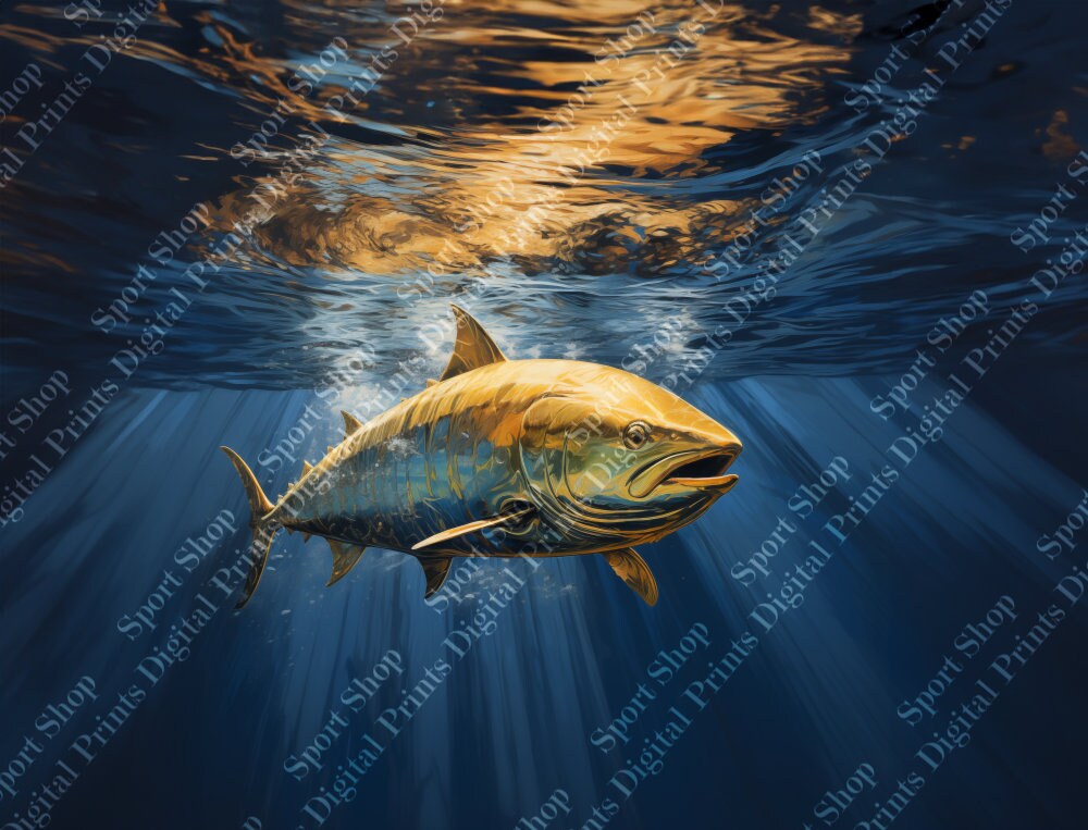 Bluefin Tuna in Gold | 4 High Quality PNG| Sublimation | Digital ...