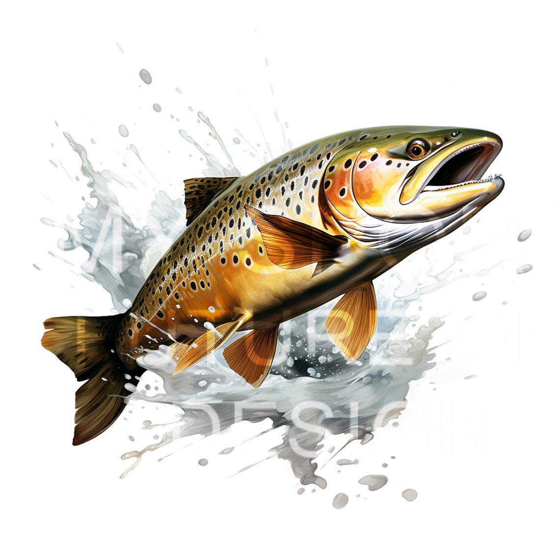 Brown Trout Water Splashes 4 High Quality PNG Sublimation Digital ...