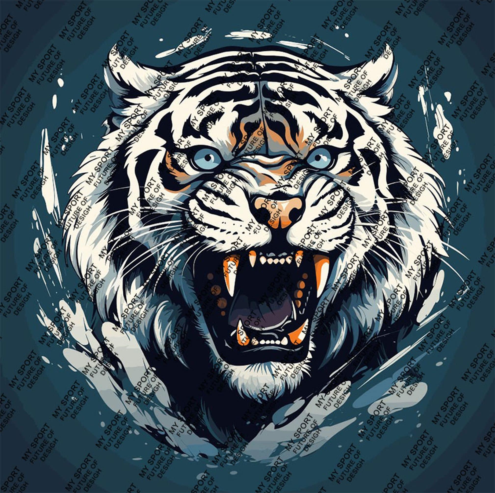 4 Angry Tiger Vector Collection | Posters | Sublimation | T-shirts ...