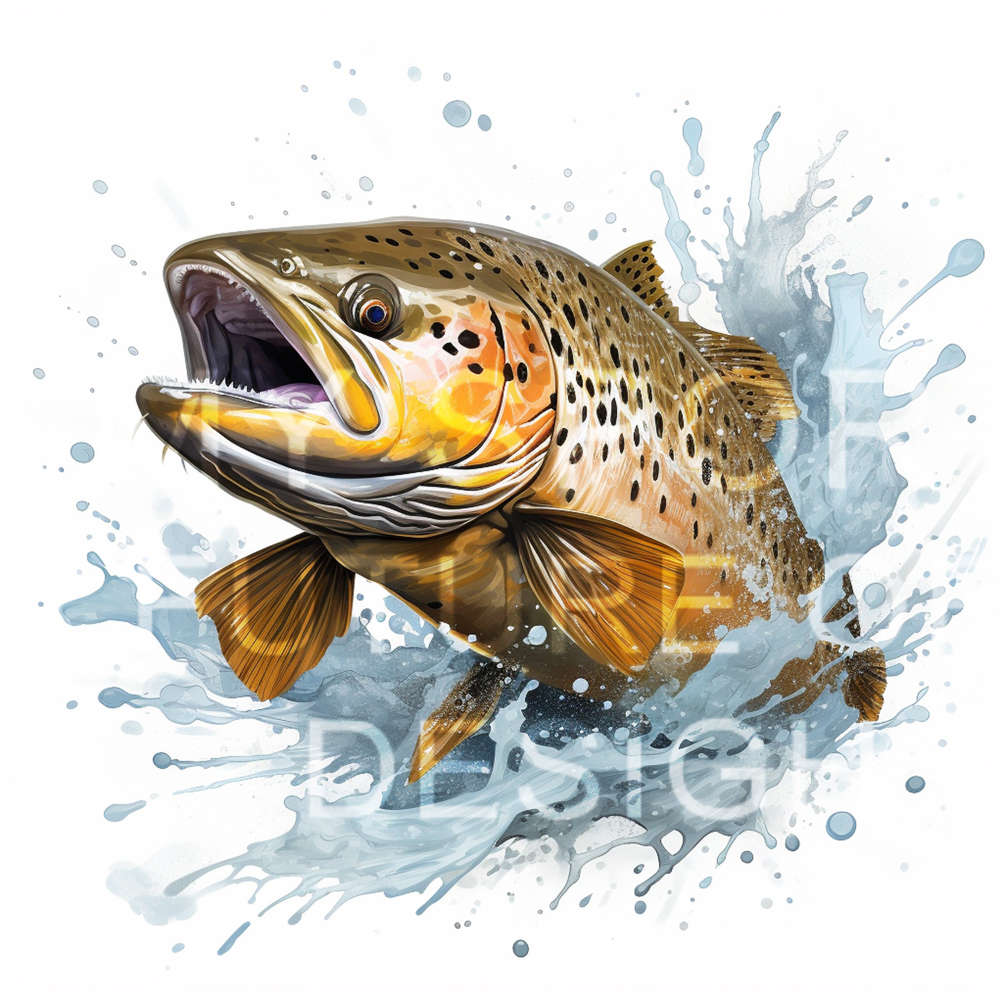 Brown Trout White Background | 4 High Quality PNG| Sublimation ...