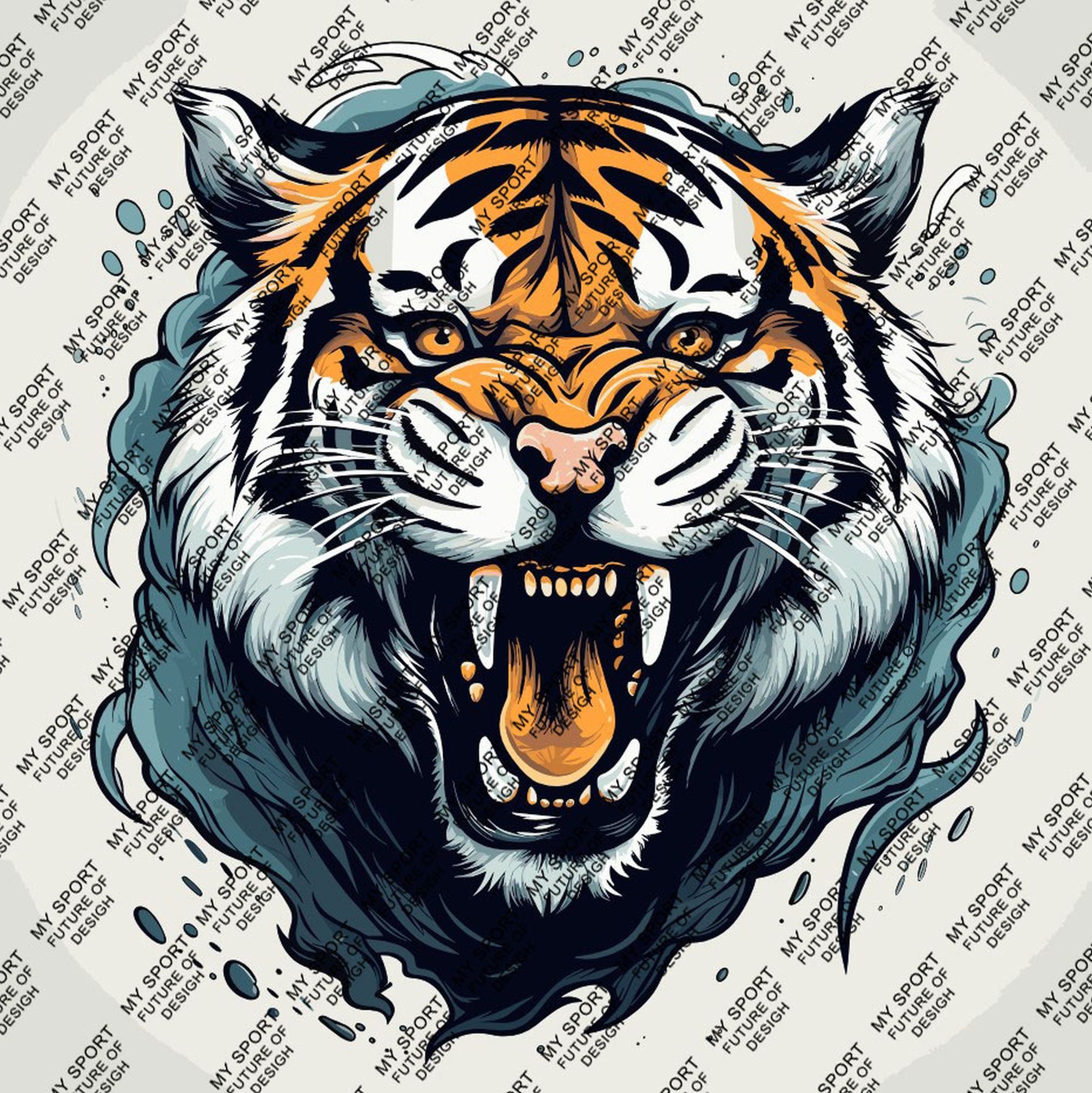 4 Angry Tiger Vector Collection Posters Sublimation T-shirts High ...