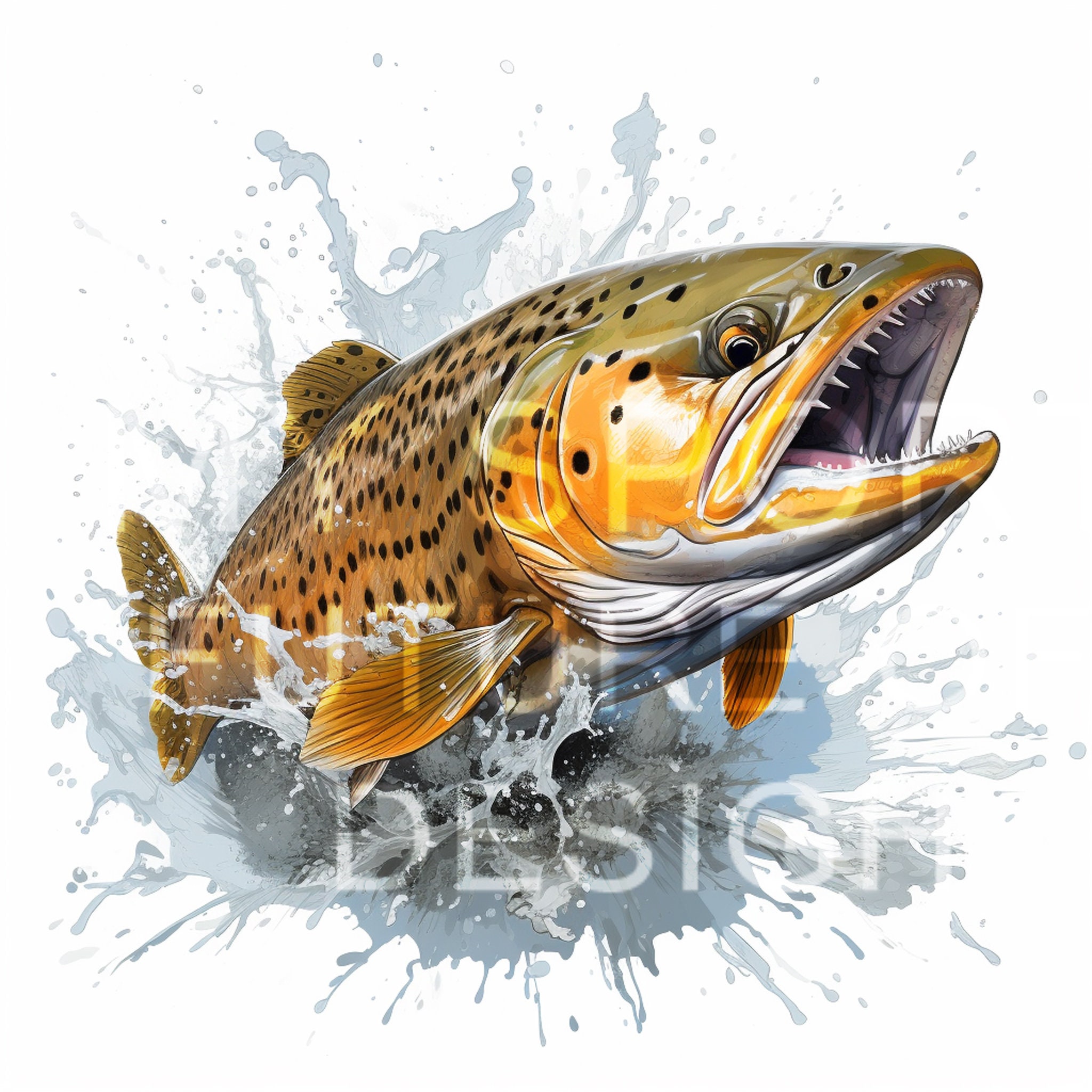 Brown Trout White Background | 4 High Quality PNG| Sublimation ...