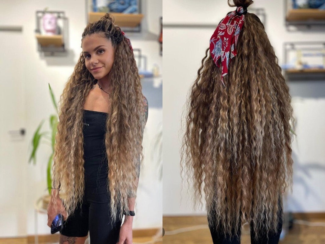 Double Ended Dreads Synthetic Curly Dreadlocks Ombre Light Brown Long ...