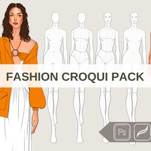 FASHION CROQUIS Figure/template 6 Pdfs/template and Skin - Etsy