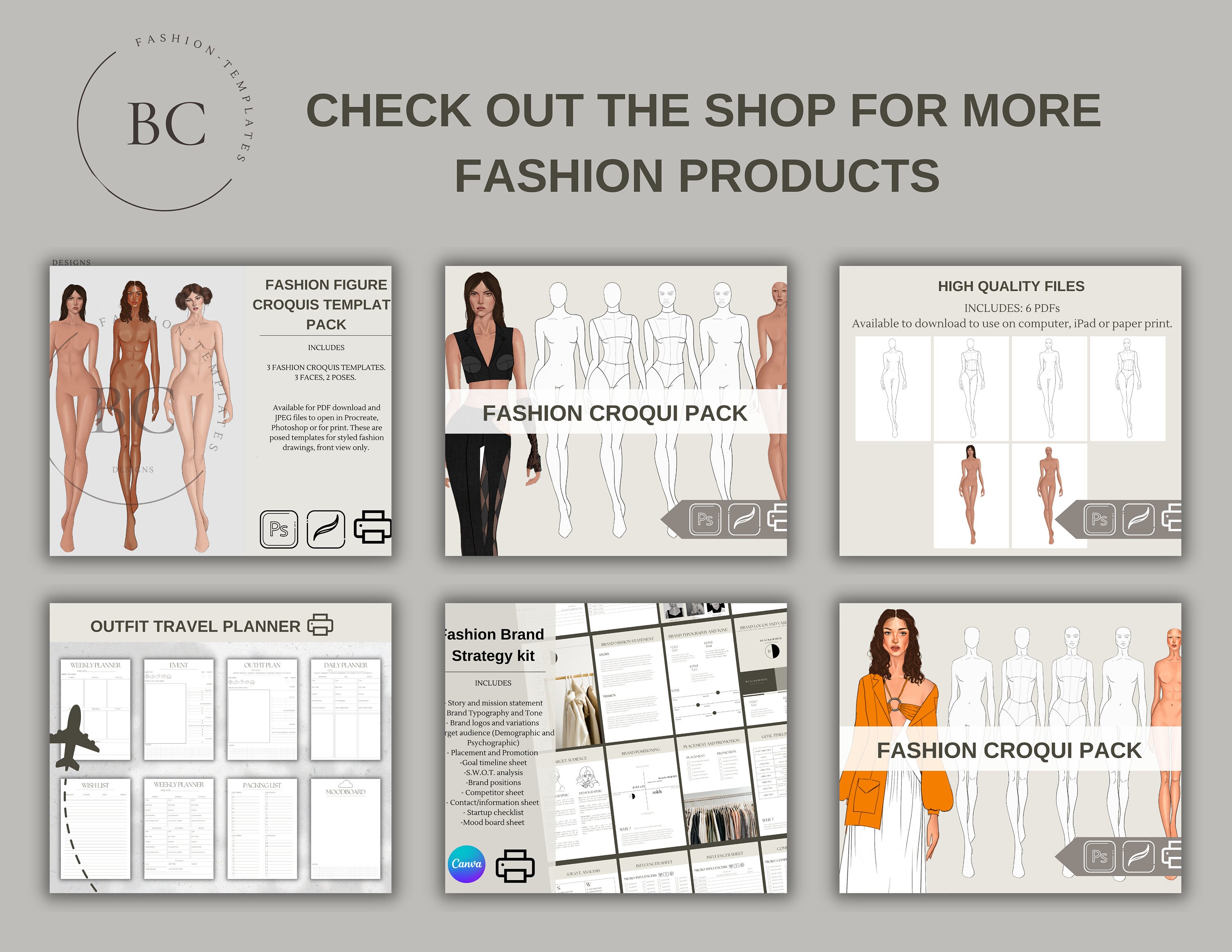 FASHION CROQUIS Figure/template 6 Pdfs/template and Skin - Etsy