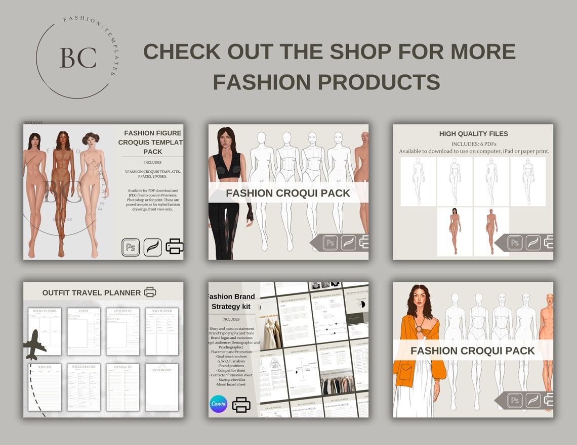 FASHION CROQUIS Figure/template - With 3 Skin Colors - Styled Pose ...