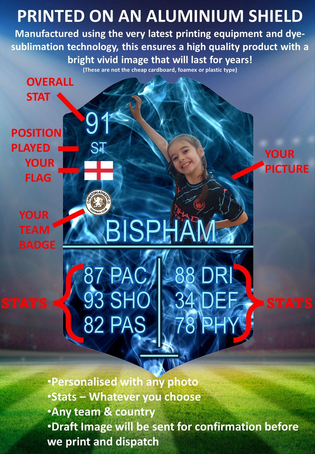 Aluminium Personalised FIFA Card Football Gift TOTS Ultimate Team FIFA ...