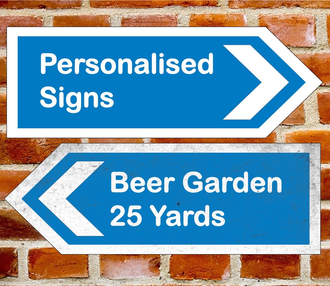 Metal Personalised UK Road Arrow Sign Left or Right Direction | Etsy UK