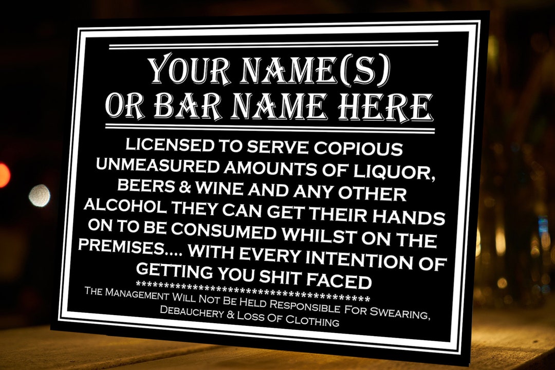 Personalised Licensee Aluminium Metal Sign Customised With Your Words ...