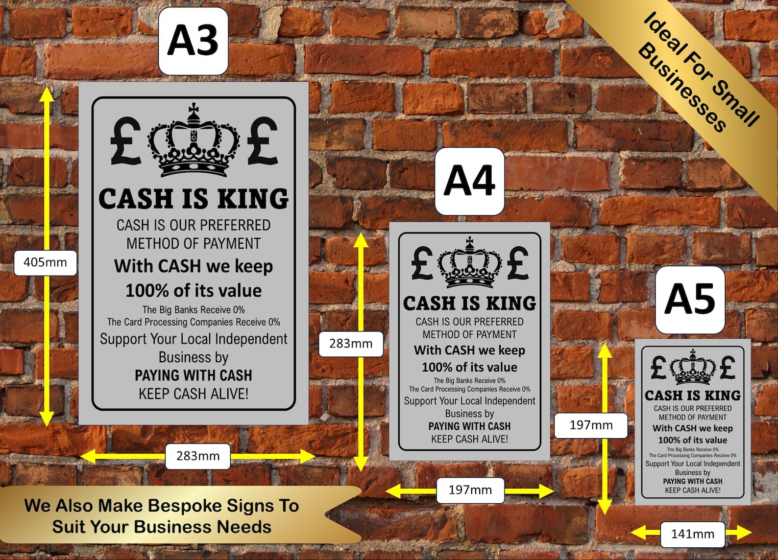 Cash is King - Small Business Metal Sign - Etsy UK