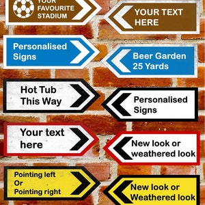 Metal Personalised UK Road Arrow Sign Left or Right Direction Size 283 ...