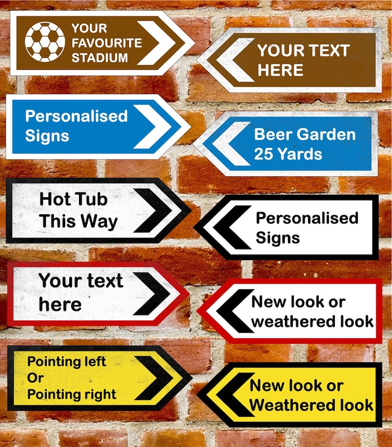 Metal Personalised UK Road Arrow Sign Left or Right Direction Size 283 ...