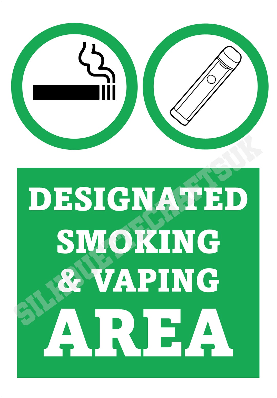 Smoking & Vaping Designated Area Sign 3 Sizes Available - Etsy