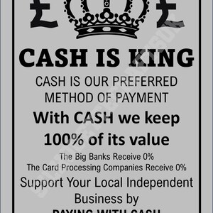 Cash is King - Small Business Metal Sign - Etsy UK
