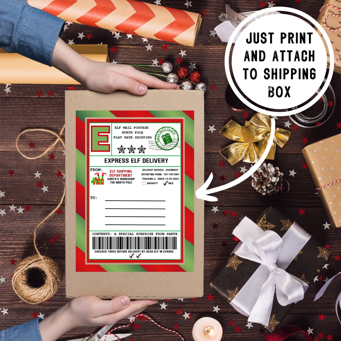 Santa Elf Shipping Label PRINTABLE / Instant Download / - Etsy