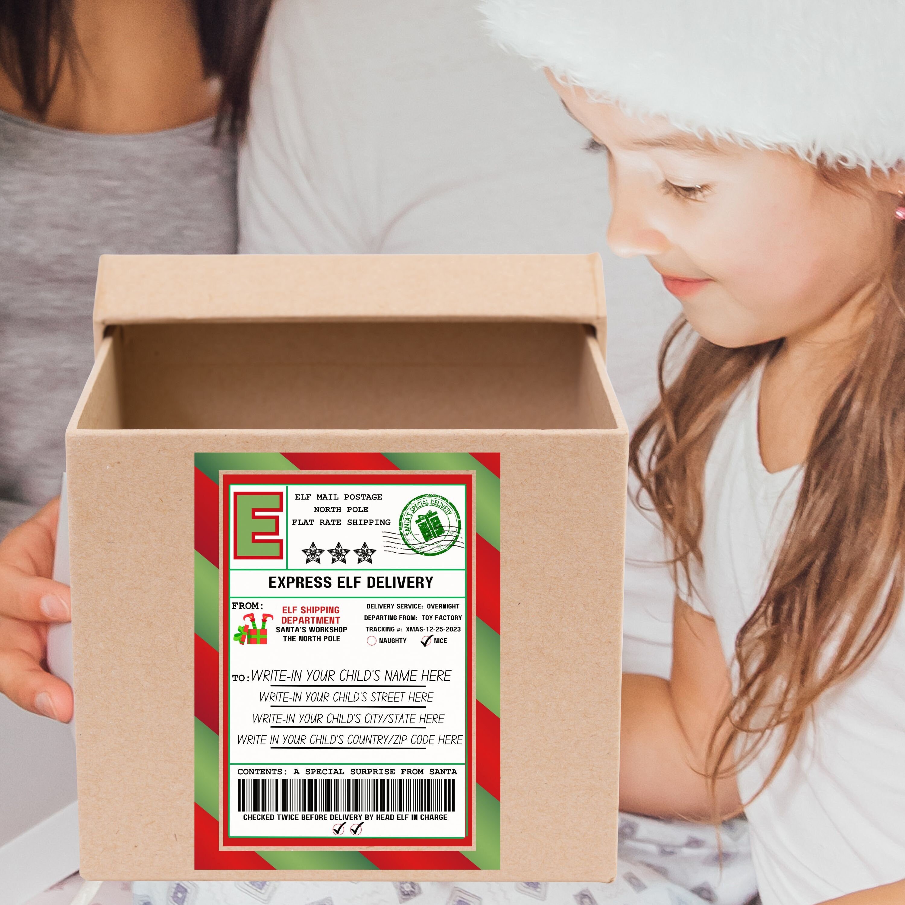 Santa Elf Shipping Label PRINTABLE / Instant Download / Christmas Gift ...