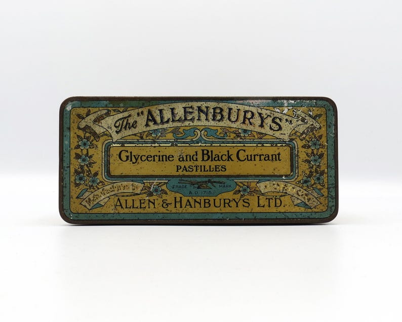 Antique 6.5" 'the Allenburys' Glycerine & Black-currant Pastilles Tin ...