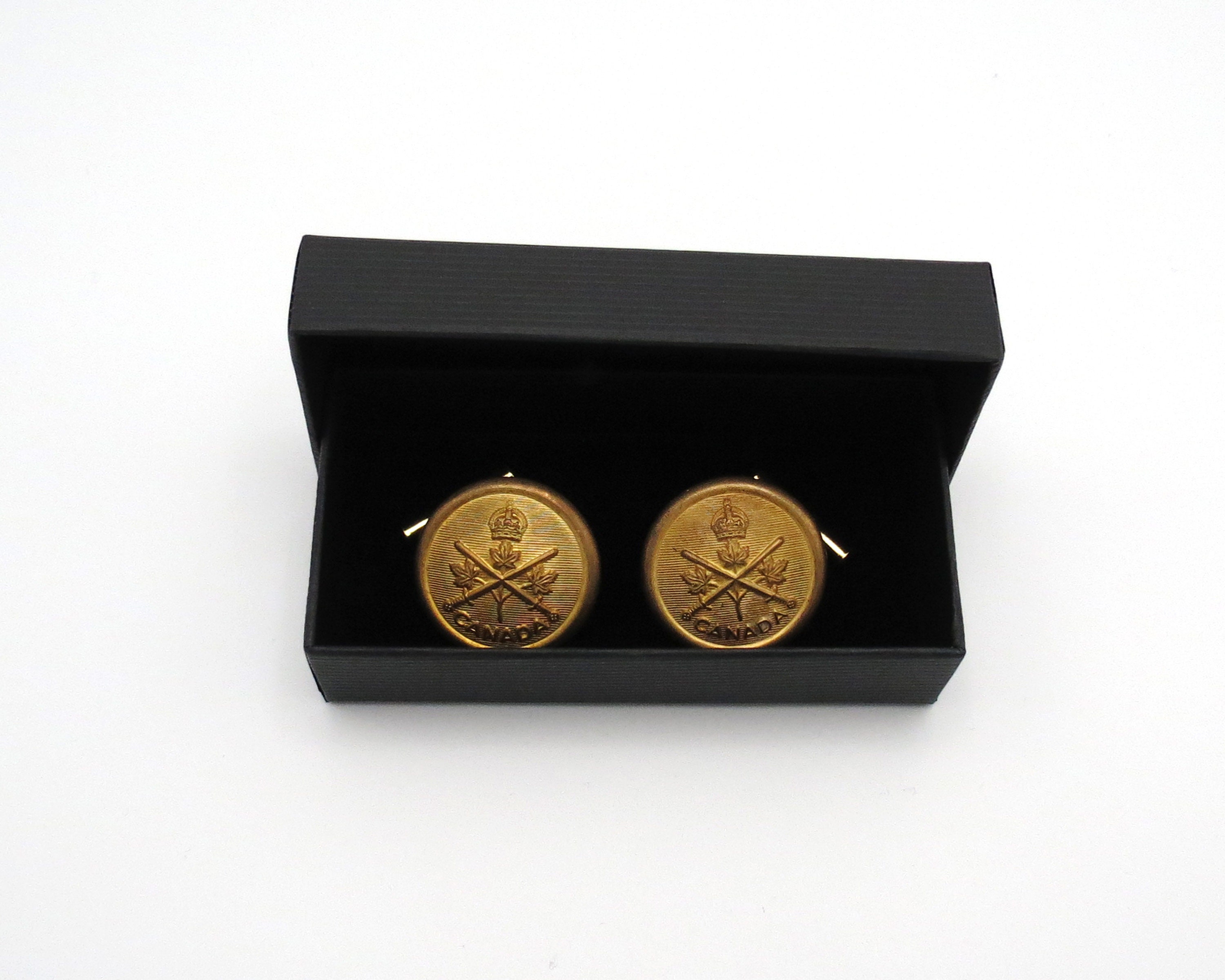 Vintage Canadian Army General Service Button Chain Link Cufflinks 26mm ...