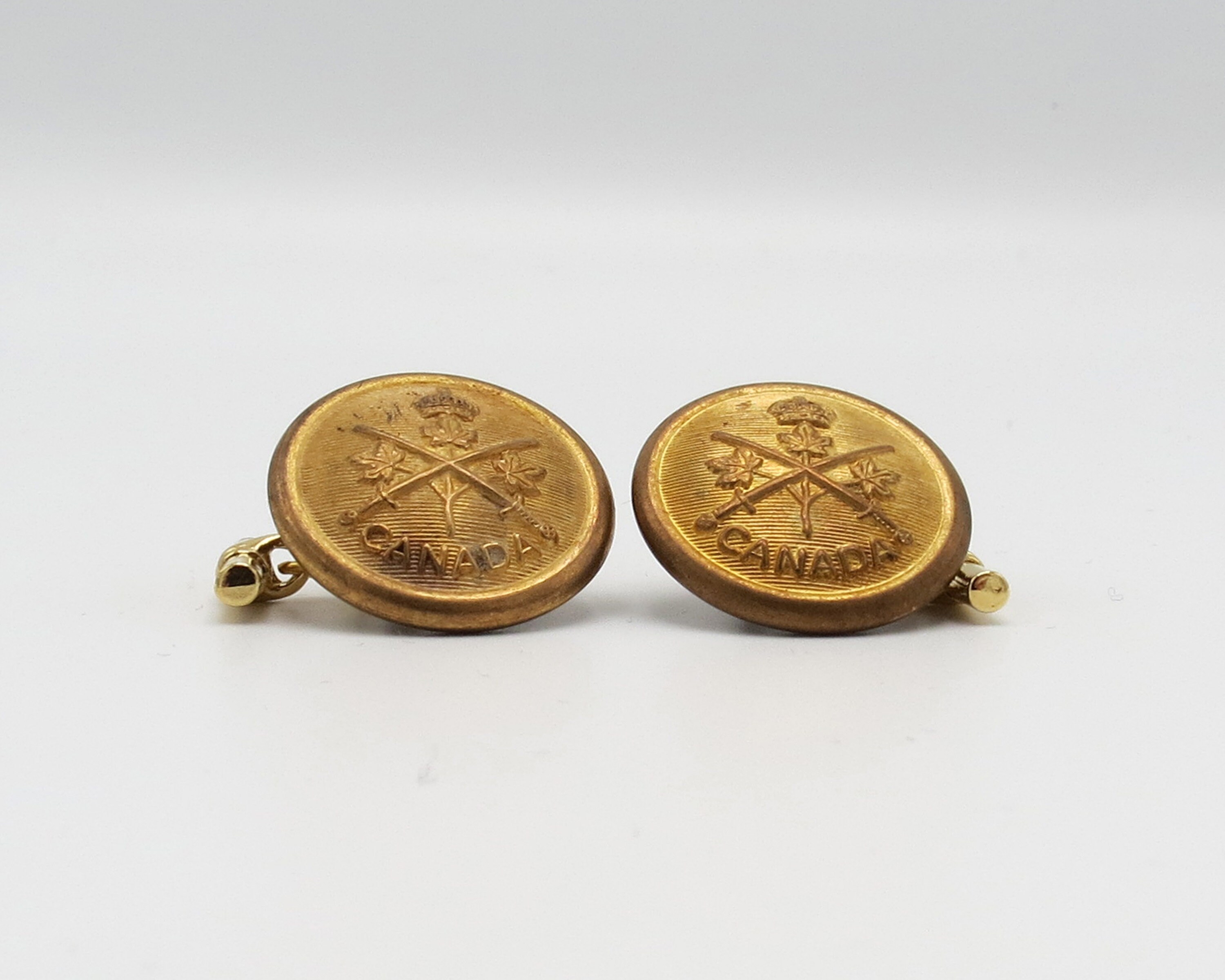 Vintage Canadian Army General Service Button Chain Link Cufflinks 26mm ...